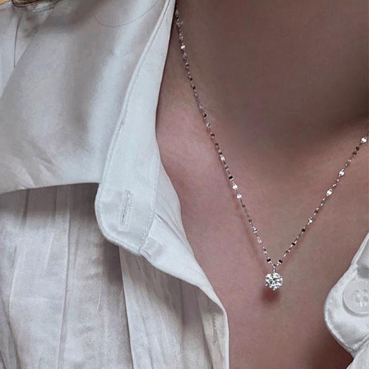 Compre Colar Corrente Pingente Diamante Solitário Feminino Versátil ...