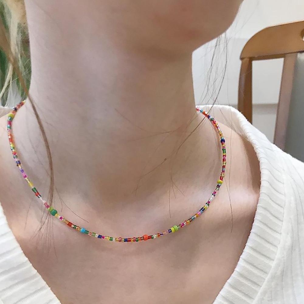 Buy Bohemian Simple Seed Bead Pendant Necklace For Women Fashion Beach ...